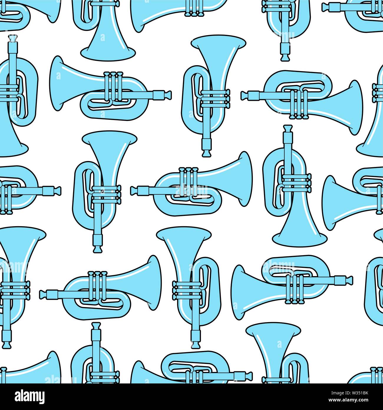 Trumpet pattern seamless. Musical instrument background . Horn vector ...