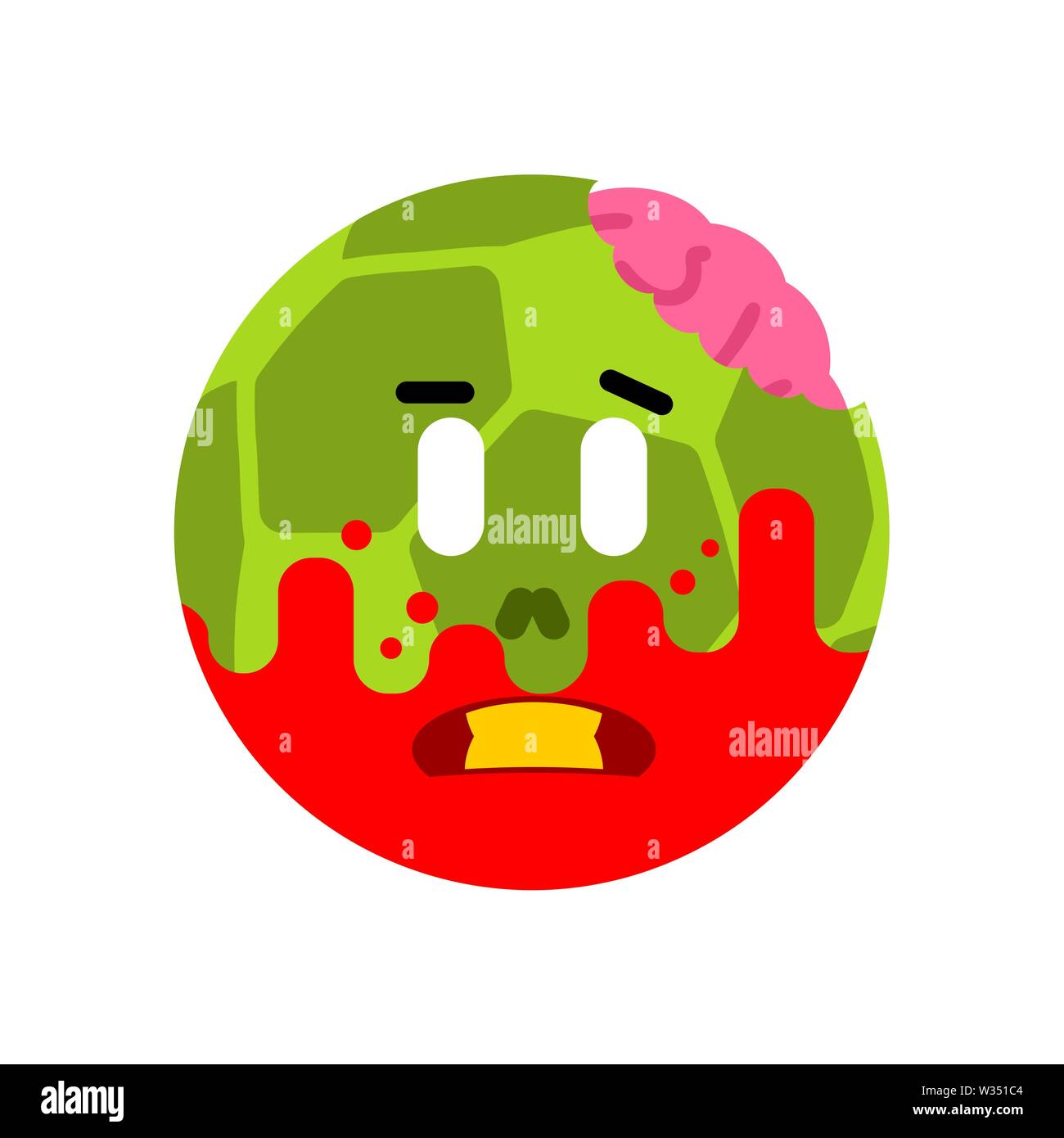 Soccer ball Zombie isolated. Green dead ball and brain. vector ...