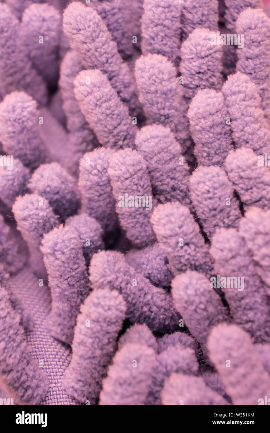 Macro close up of pink chenille microfiber texture for cleaning and ...
