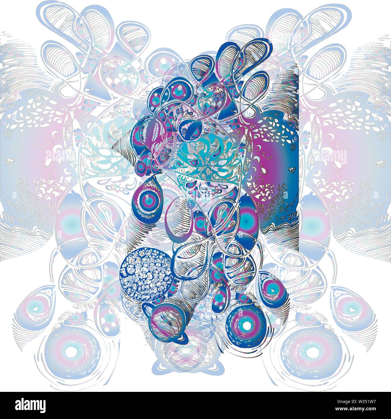 Gradient illustration of psychedelic travel, Eyes, planets, patterns ...
