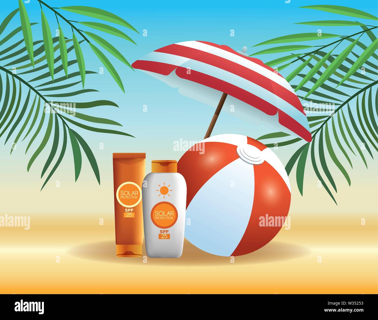 Summer and beach products cartoons Stock Vector Image & Art - Alamy