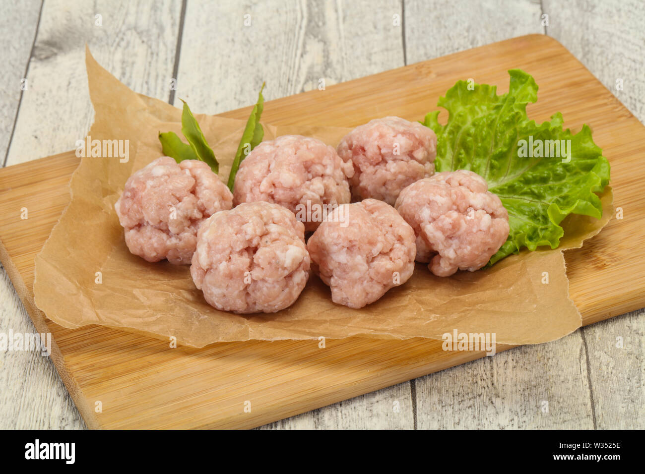 Homemade raw pork minced meatball ready for cooking Stock Photo - Alamy