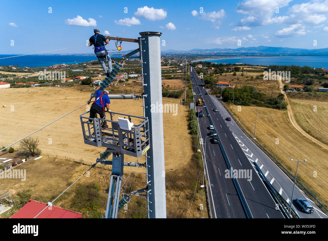 Electric pole repair hi-res stock photography and images - Alamy
