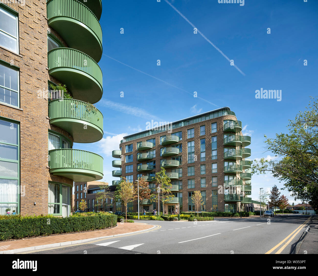 Brick facades and balconies from street. Kidbrooke Village Phase 5 ...