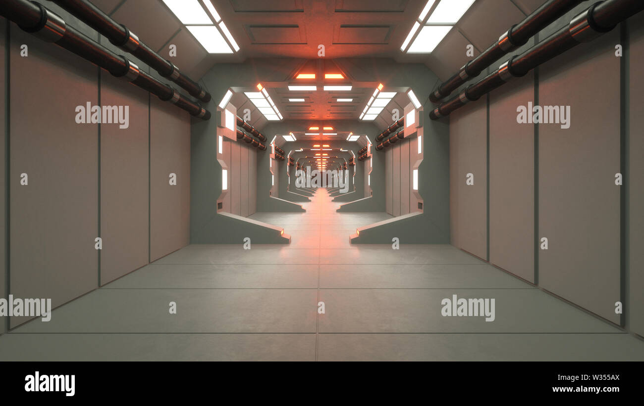 3d render. Futuristic room interior concept Stock Photo - Alamy