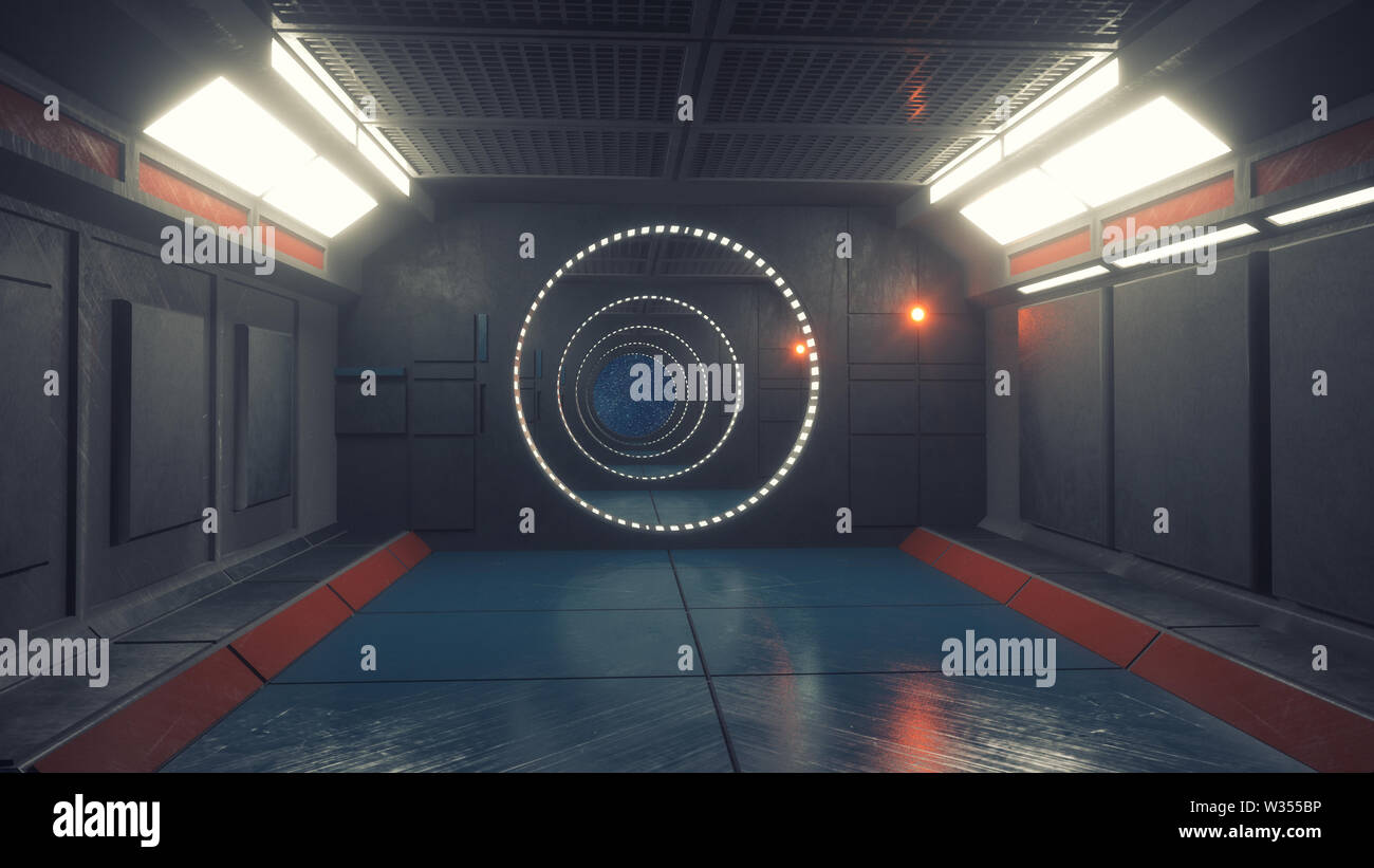 3d render. Futuristic room interior concept Stock Photo - Alamy