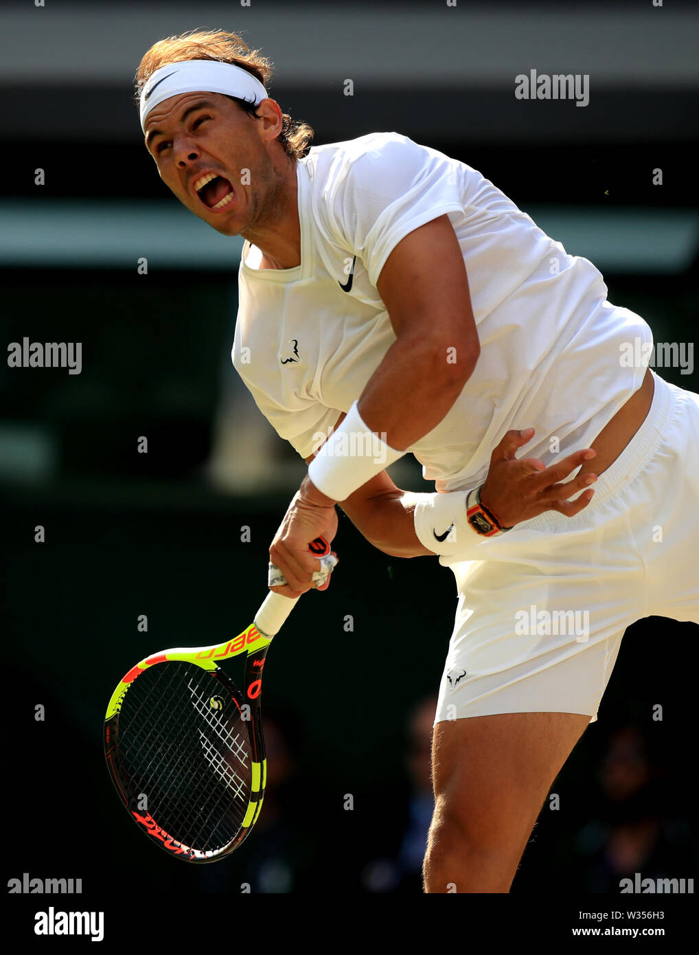 Rafael Nadal during his match against Roger Federer on day eleven of ...