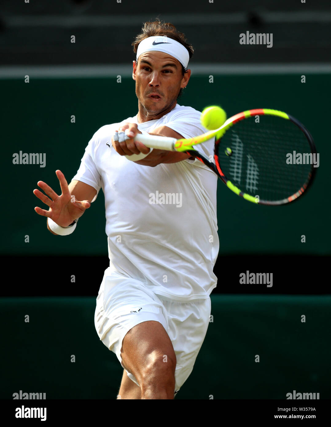 Rafael Nadal during his match against Roger Federer on day eleven of ...