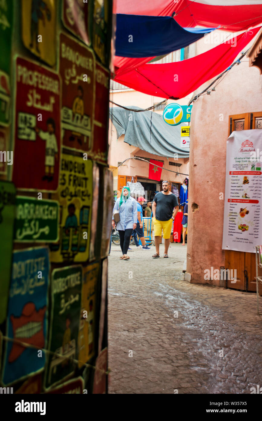 Daily life in the streets, alleyways of Marrakech & Medina walkways and ...