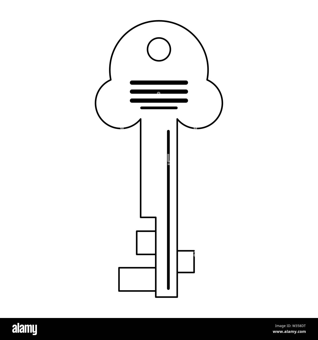 security icon key safe cartoon in black and white Stock Vector Image ...
