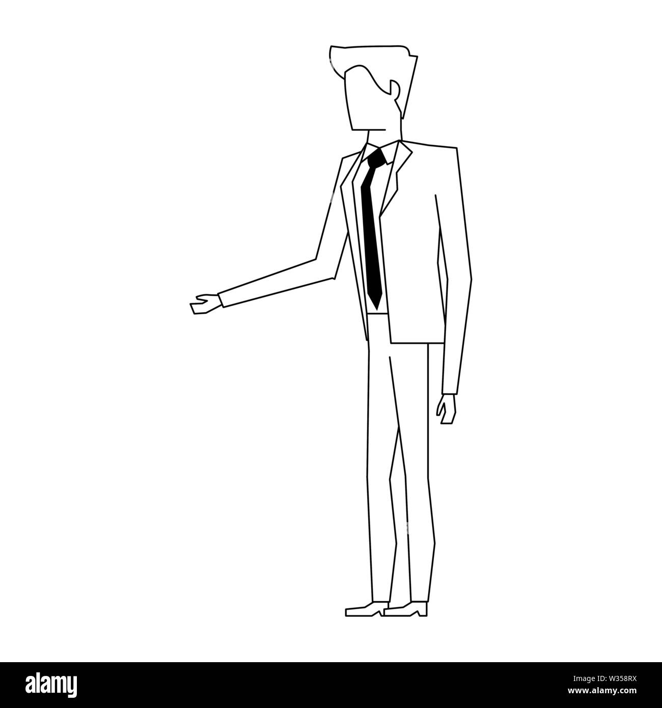 executive business finance worker cartoon in black and white Stock ...