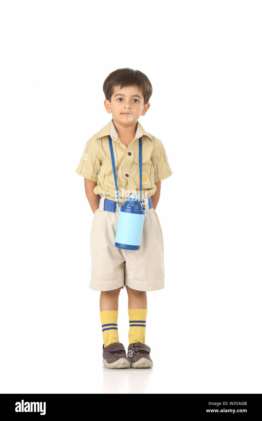 Back view schoolboy in hi-res stock photography and images - Alamy