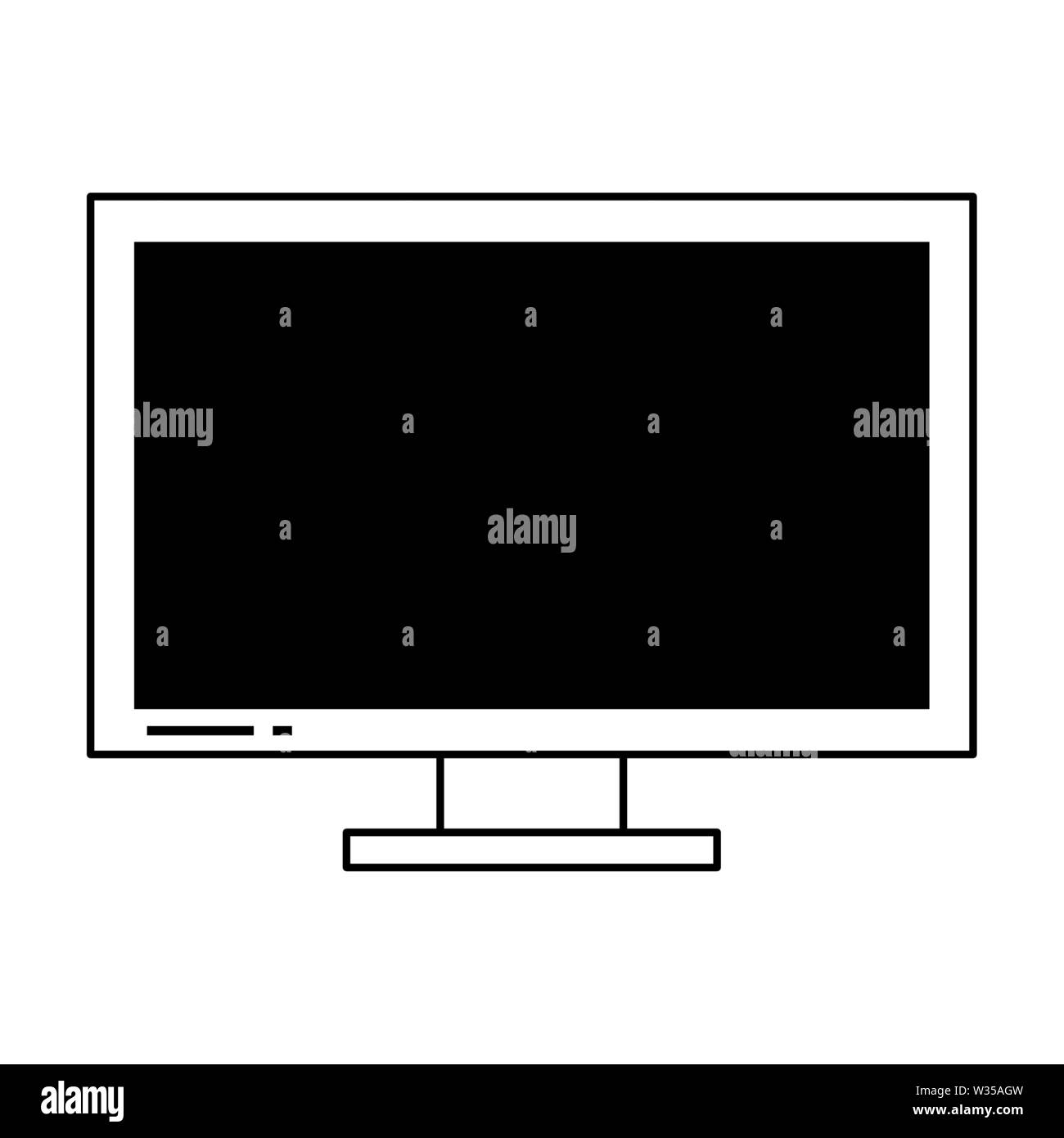 computer screen technology hardware cartoon in black and white Stock ...