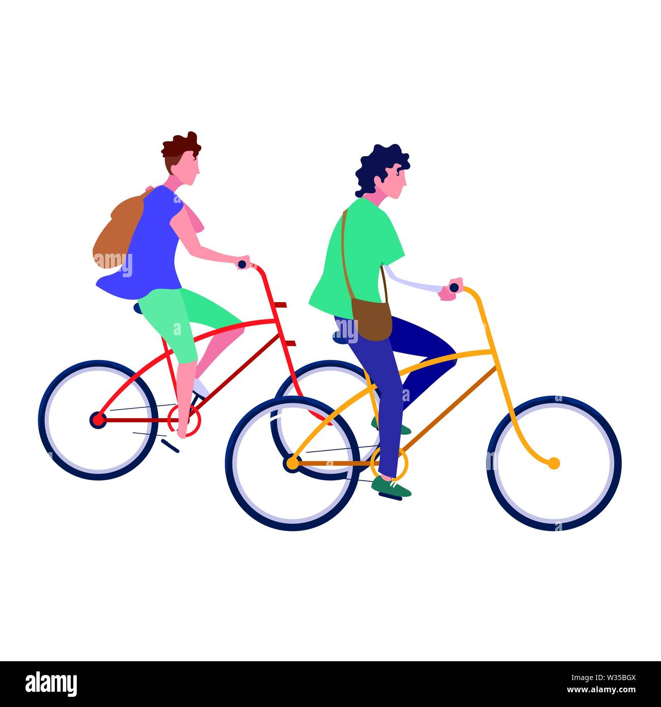 men riding bicycle activity image on white background vector ...