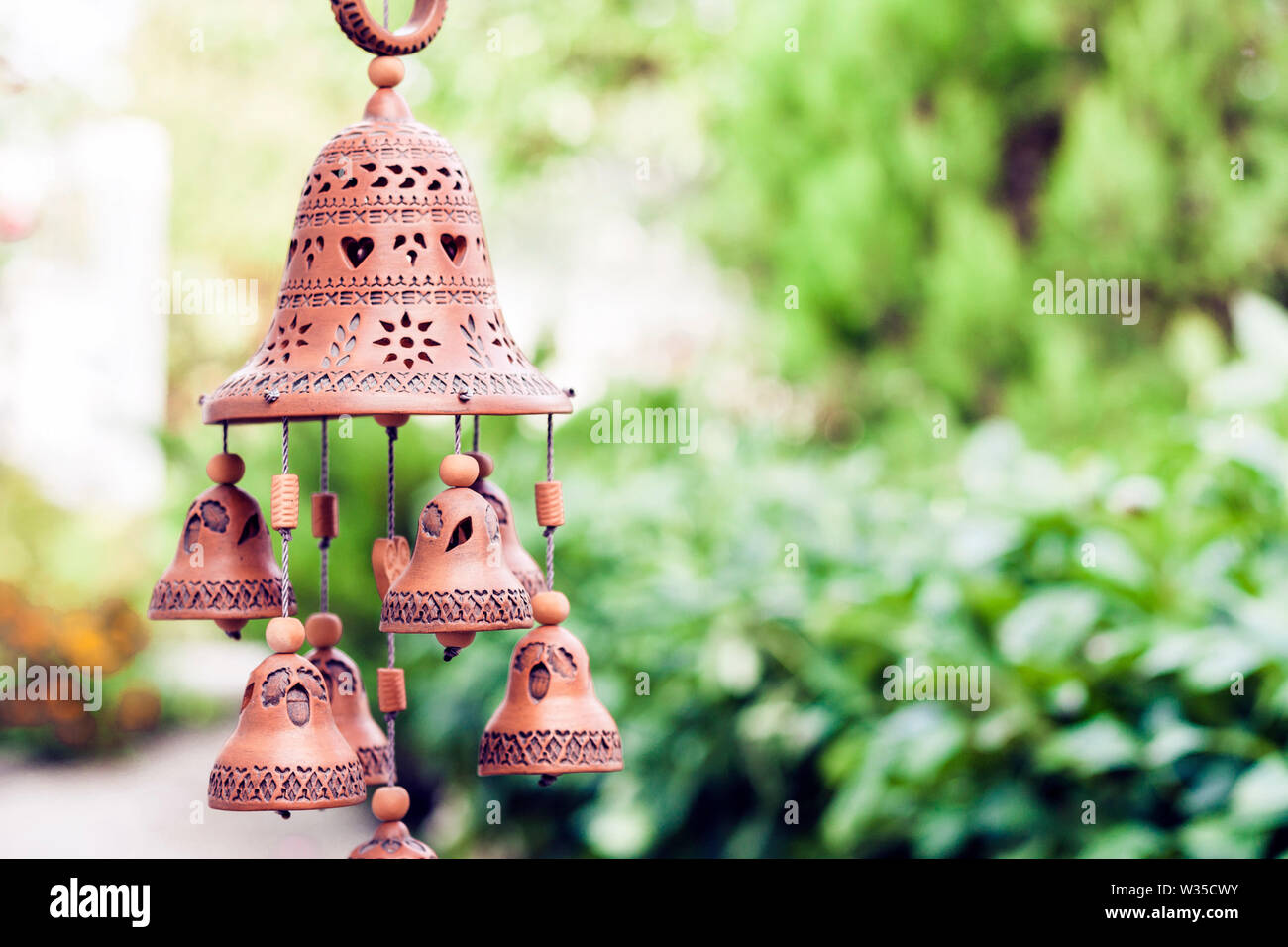 Clay made ding dong doorbells showpiece object stock Stock Photo - Alamy