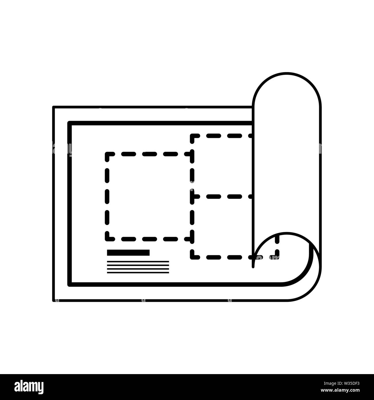 construction architectural project plan cartoon in black and white ...
