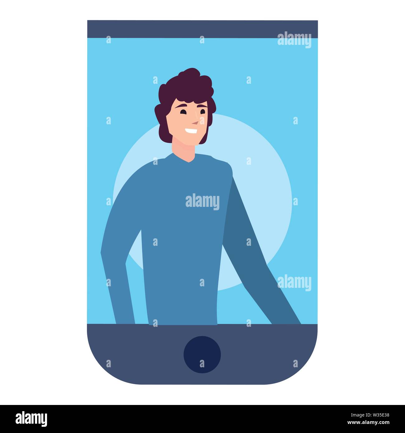 smartphone man happy people avatar vector illustration Stock Vector ...