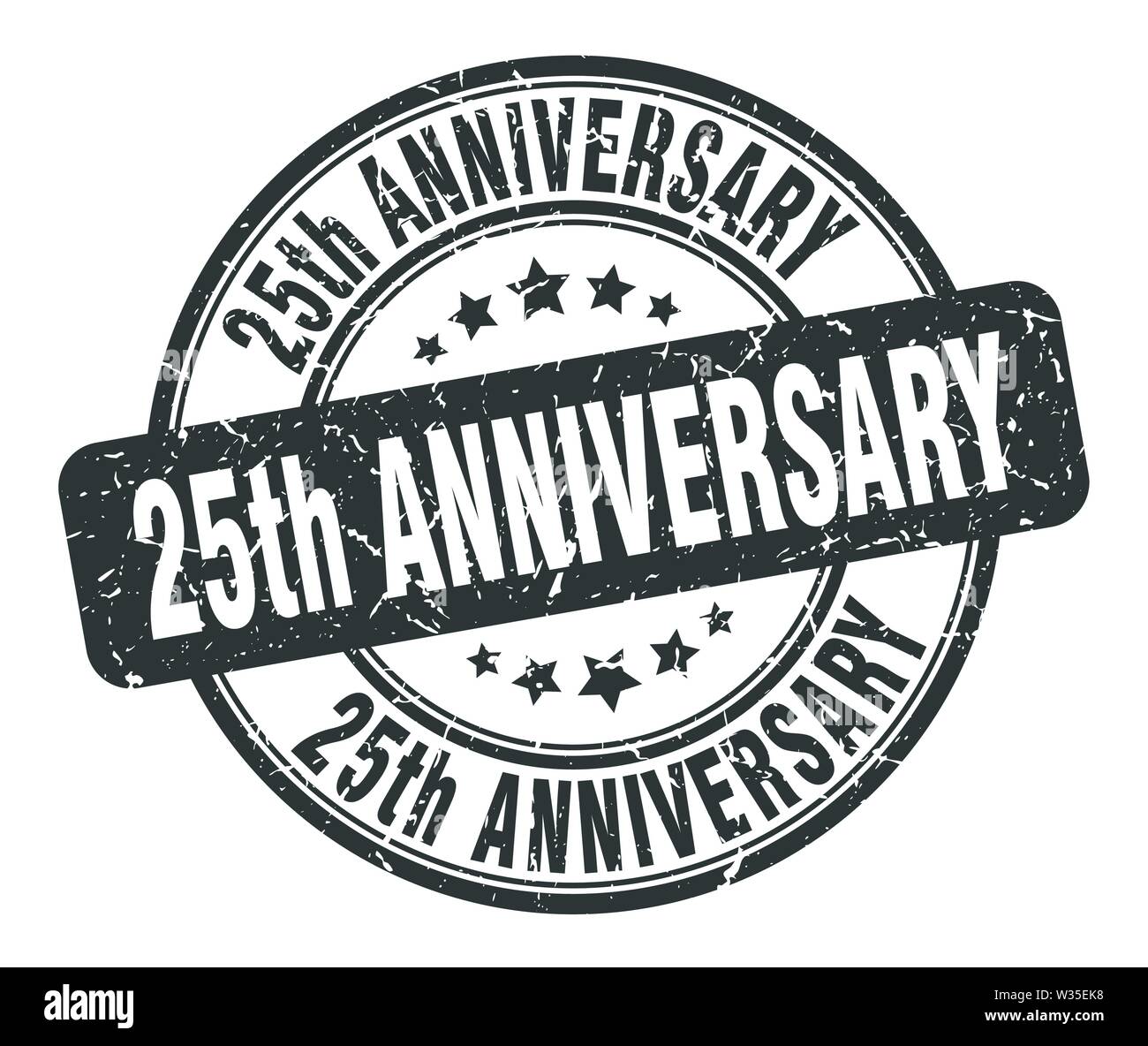 25th anniversary stamp. 25th anniversary round grunge sign. 25th ...