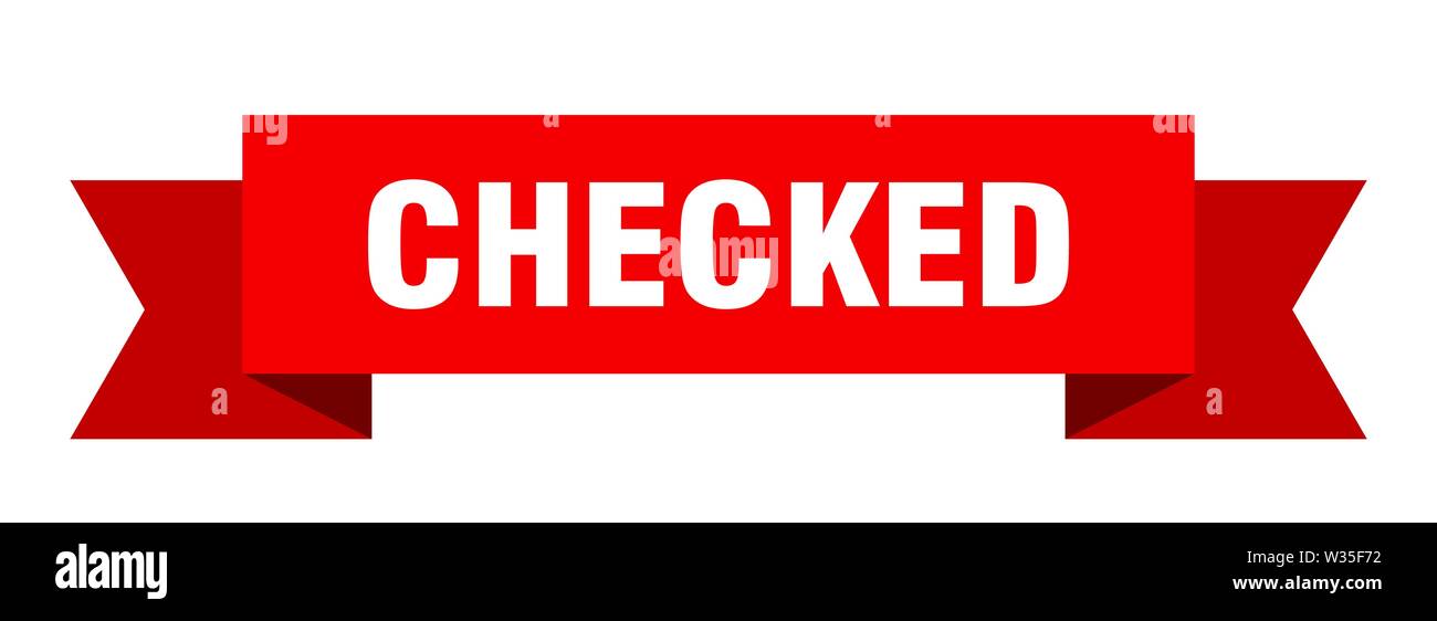 checked ribbon. checked isolated sign. checked banner Stock Vector ...