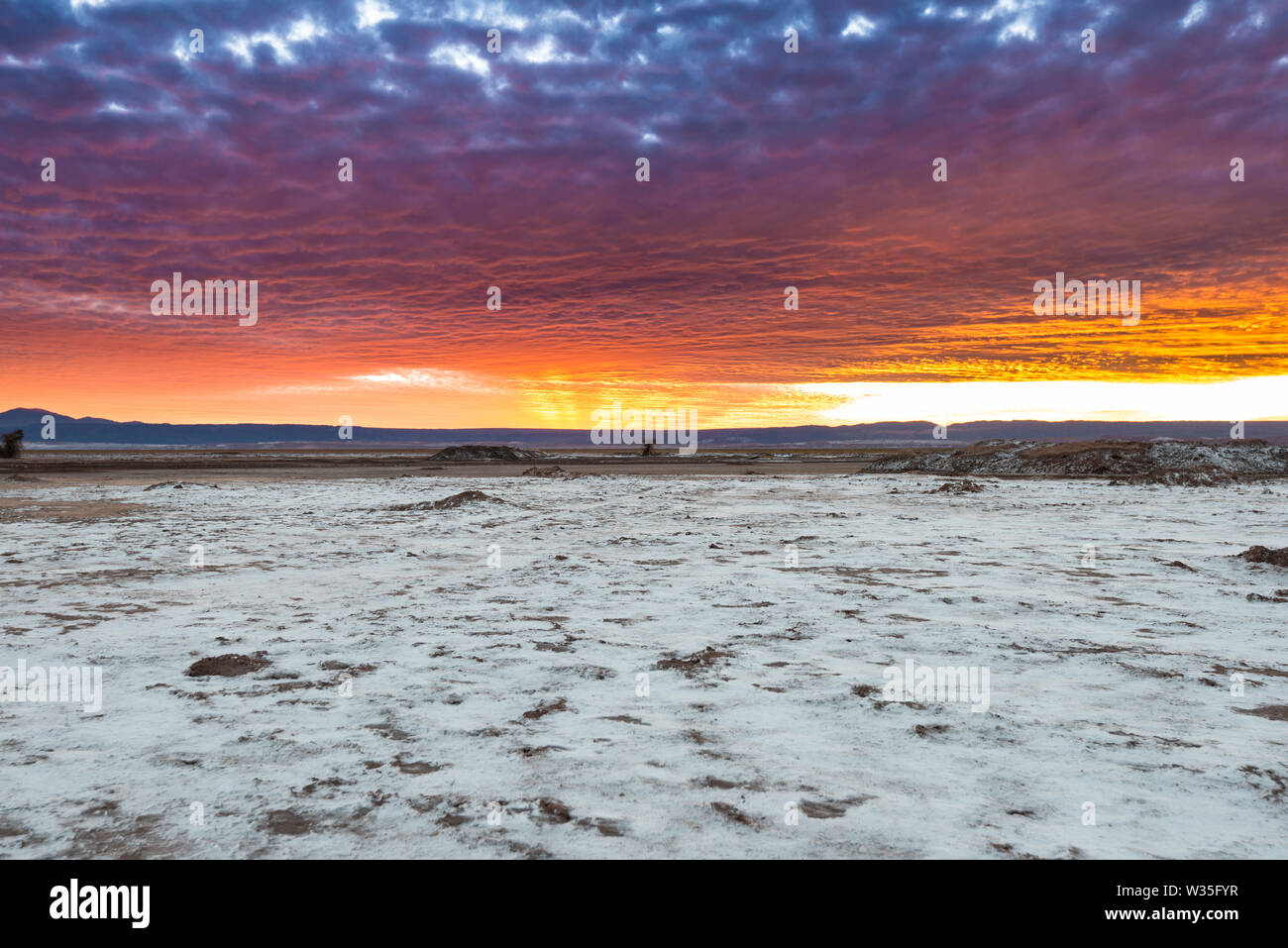 The Atacama Salt Lake (Salar de Atacama) in the Atacama Desert, Chile ...