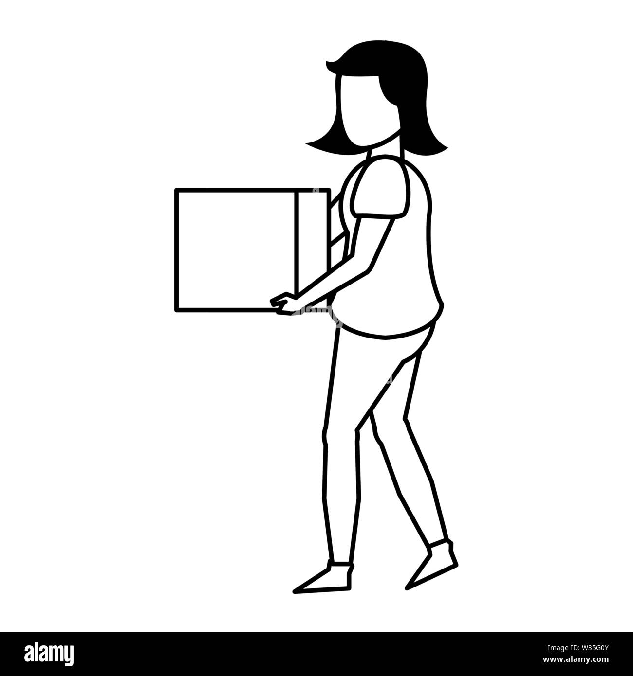 young woman without face cartoon in black and white Stock Vector Image ...