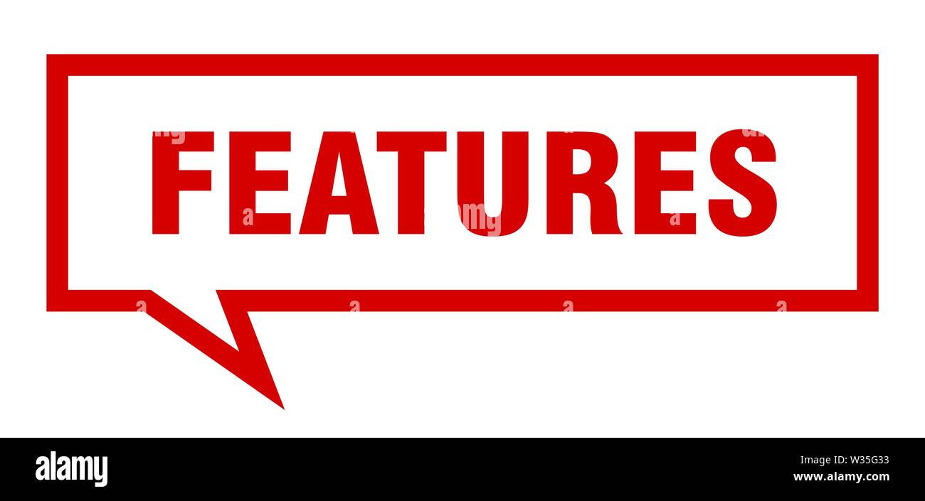 features sign. features square speech bubble. features Stock Vector ...