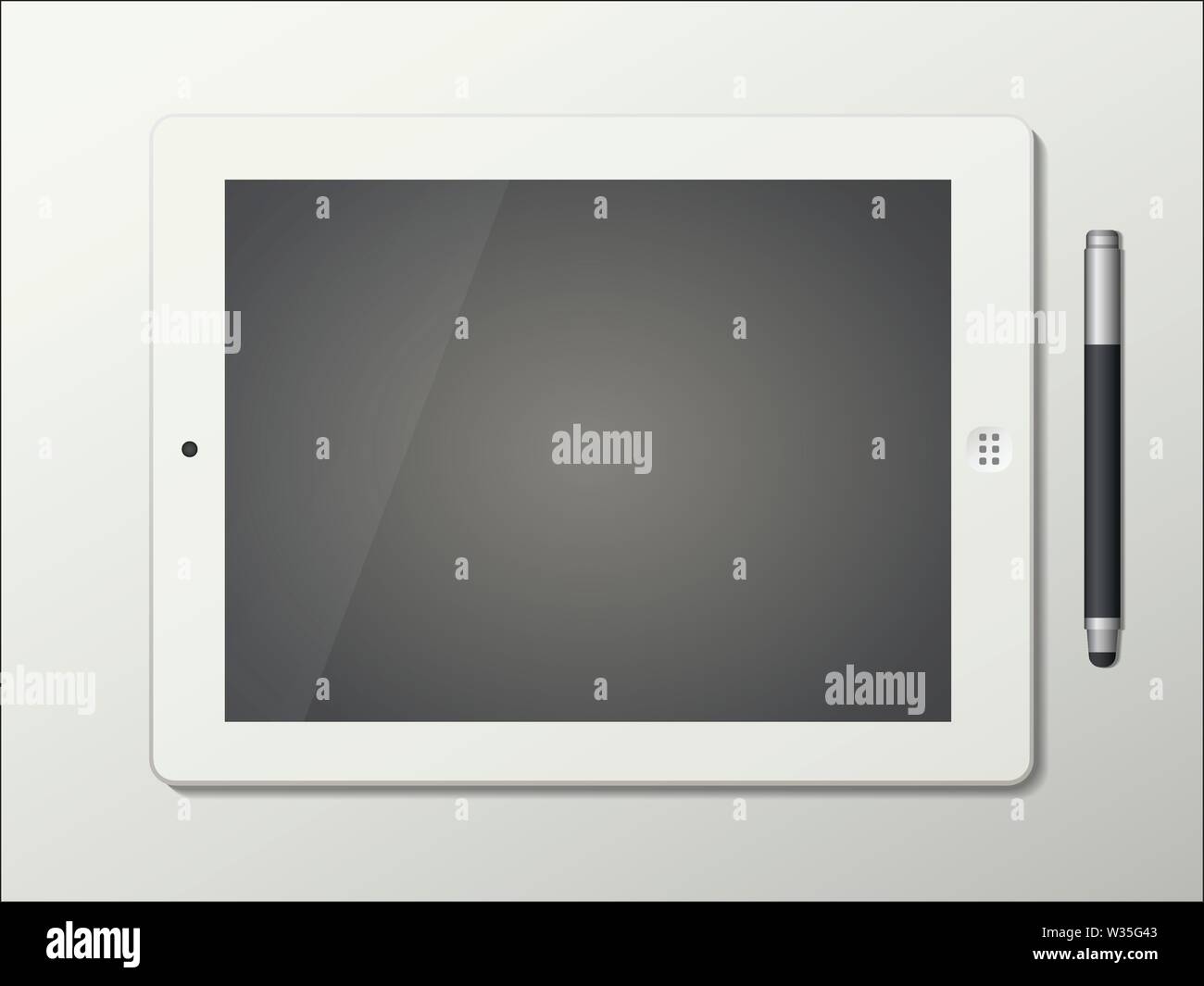 Tablet and Stylus pen isolated on white background Stock Vector Image ...