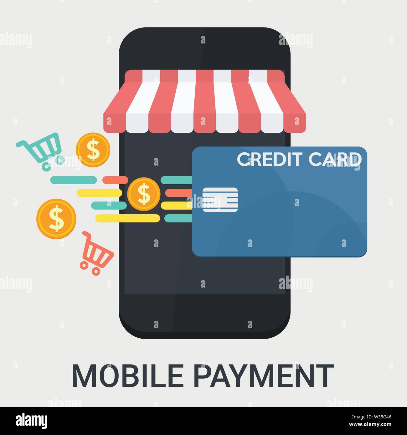 Mobile phone payment commerce Stock Vector Images - Alamy