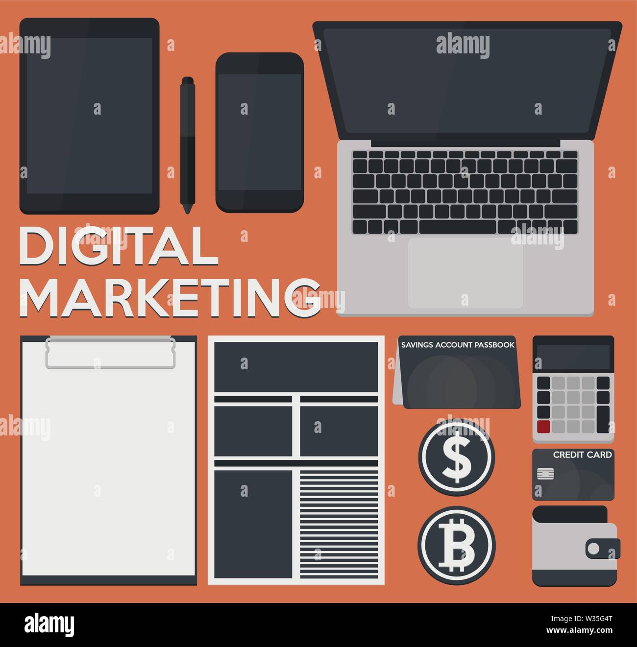 Digital marketing concept in a flat design Stock Vector Image & Art - Alamy