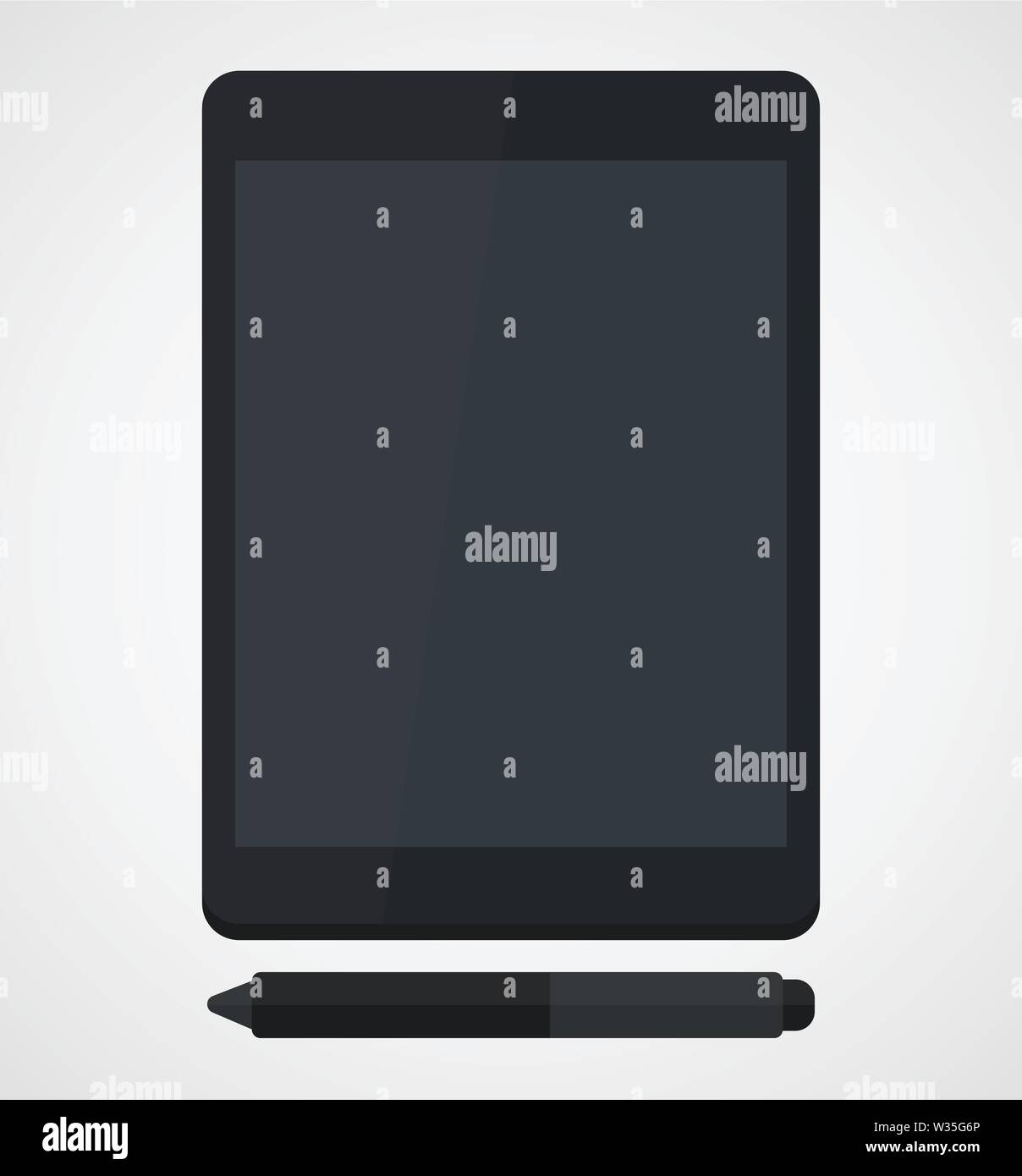 Tablet and Stylus pen isolated on white background flat design Stock ...