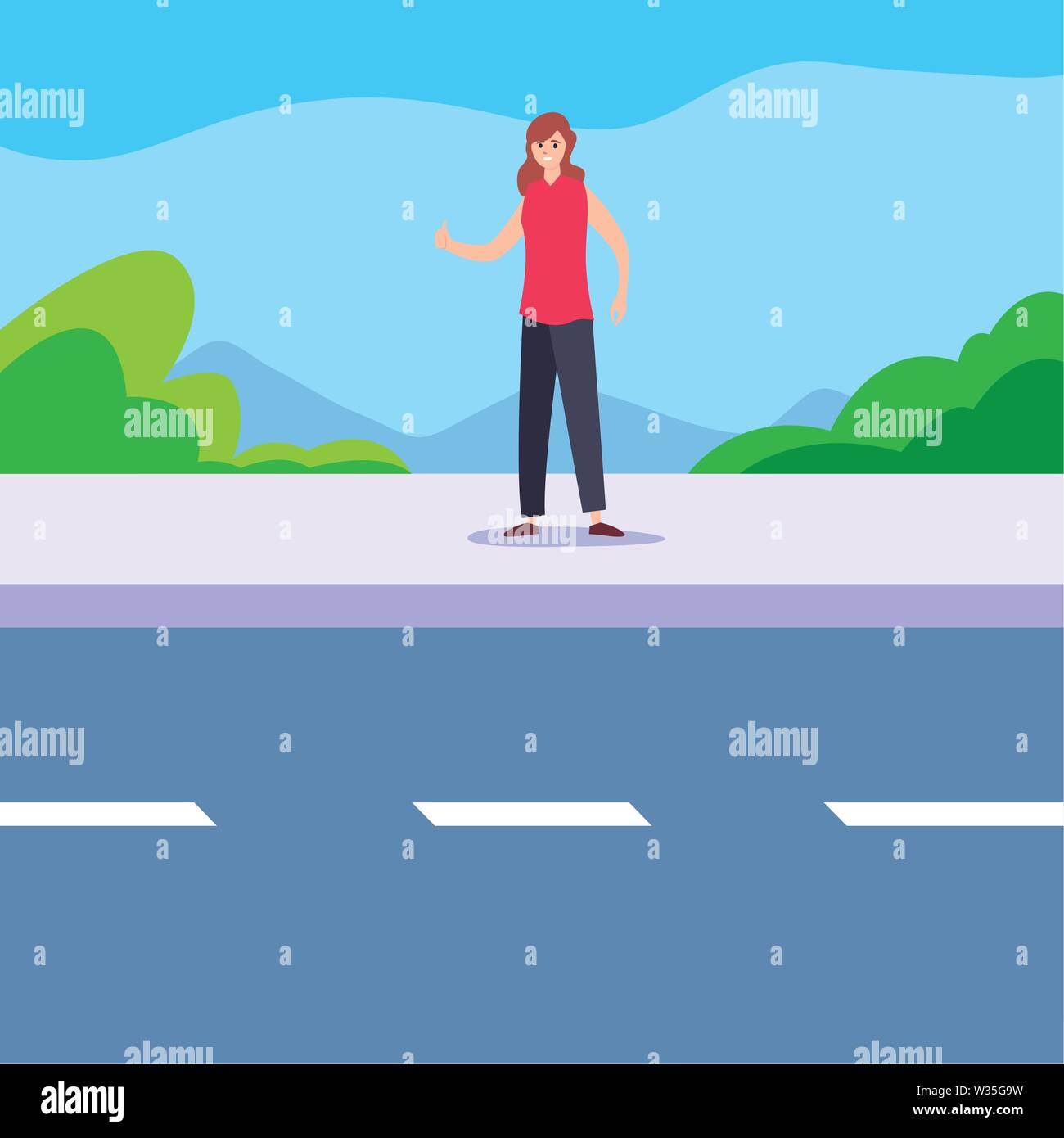 happy young woman in the street vector illustration Stock Vector Image ...
