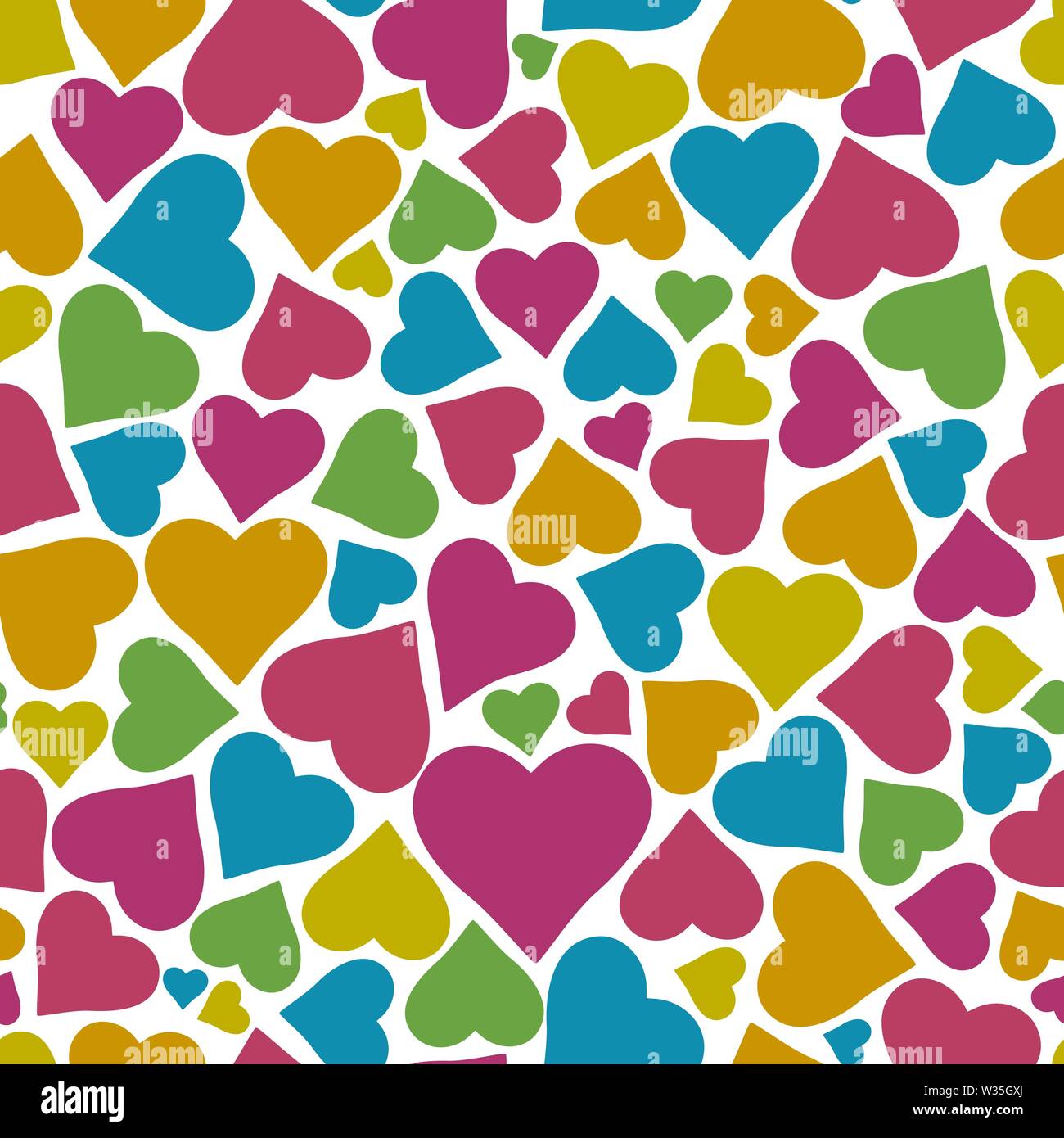 Colorful hearts seamless pattern. Isolated vector illustration Stock ...