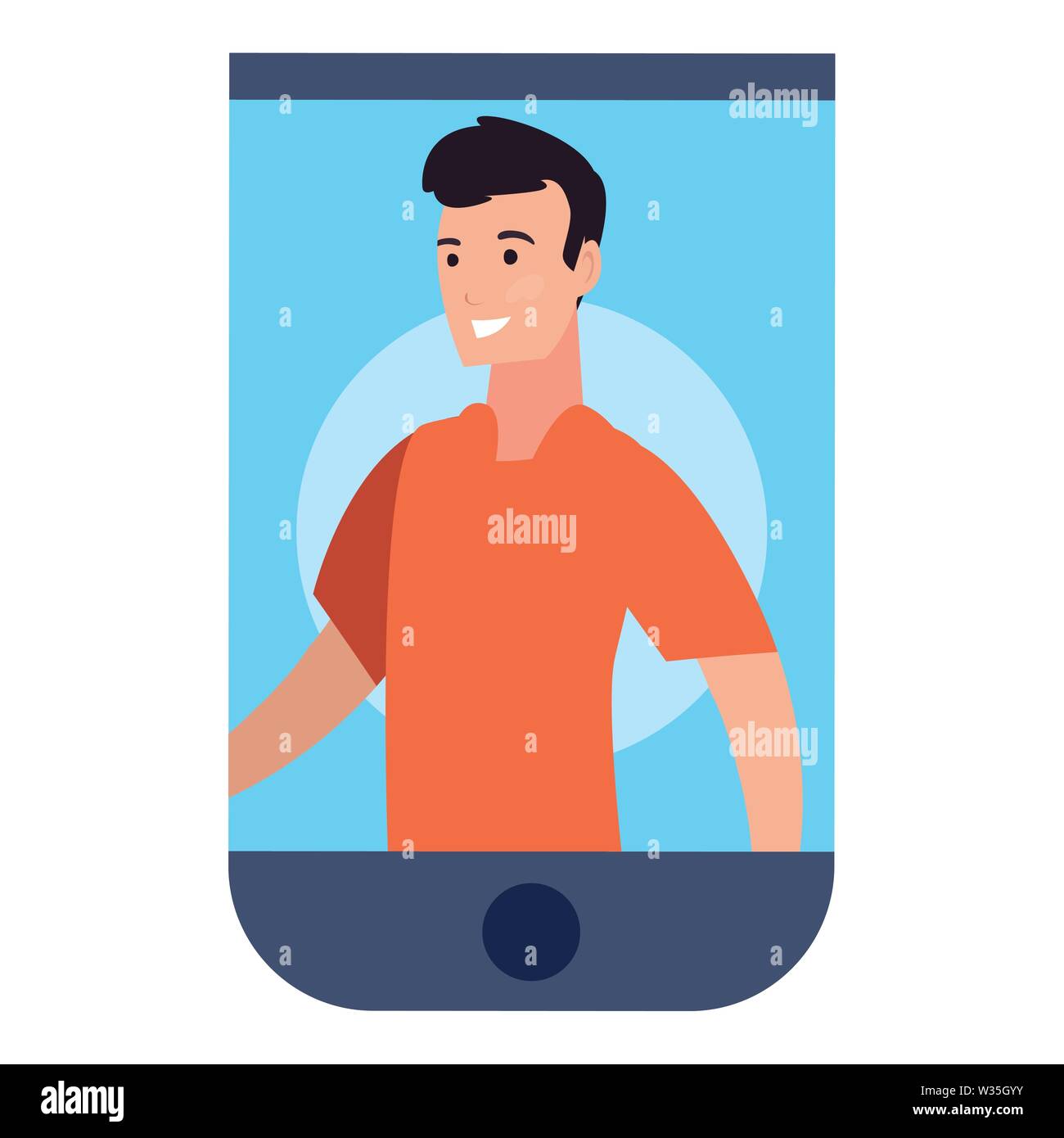 smartphone man happy people avatar vector illustration Stock Vector ...