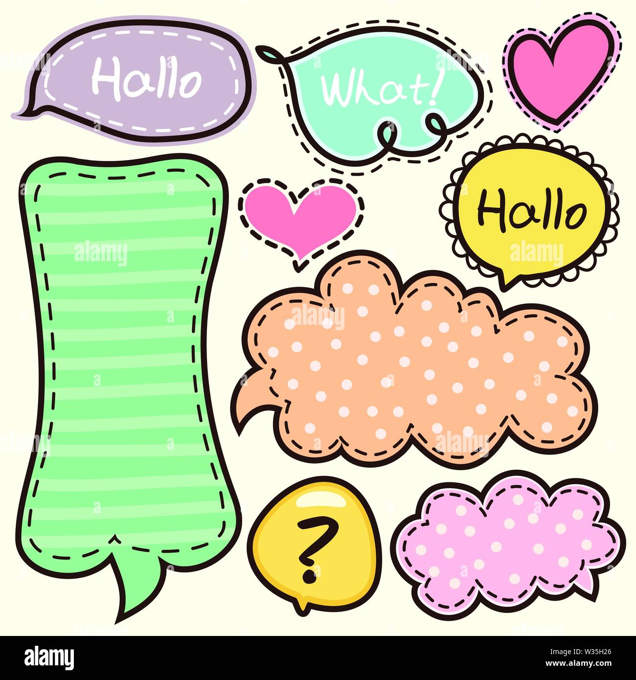 Cartoon words label cute doodle Stock Vector Image & Art - Alamy