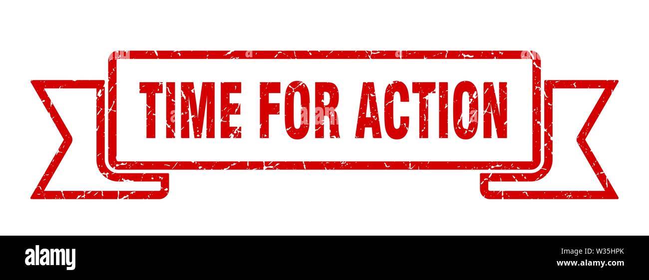 Time action ribbon label hi-res stock photography and images - Alamy