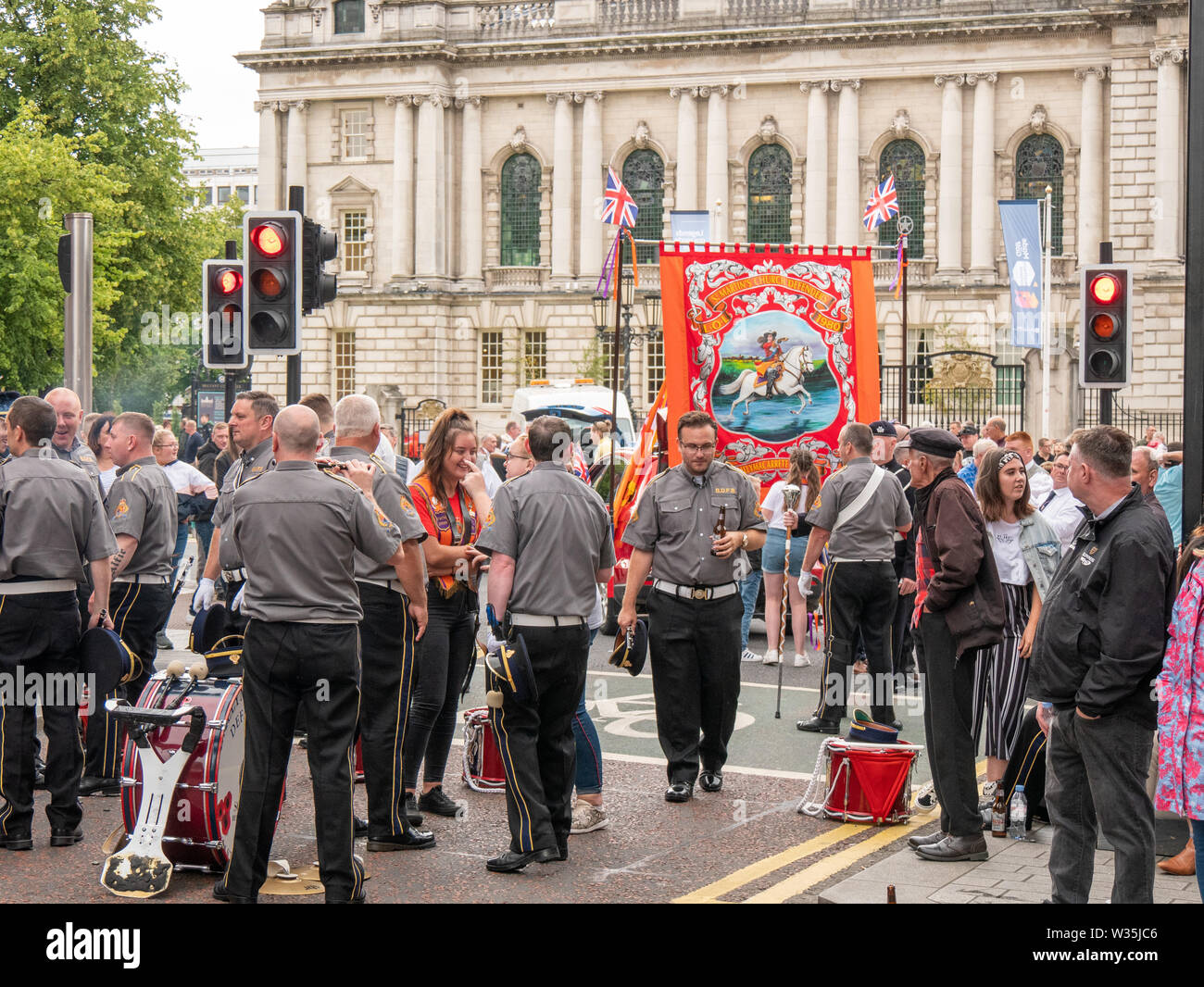 Belfast, Northern Ireland, UK, 12 July 2019: Thousands line the route ...