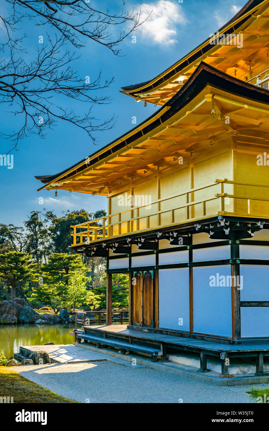 KYOTO, JAPAN, JANUARY - 2019 - Exterior view of famous kinkakuji zen ...