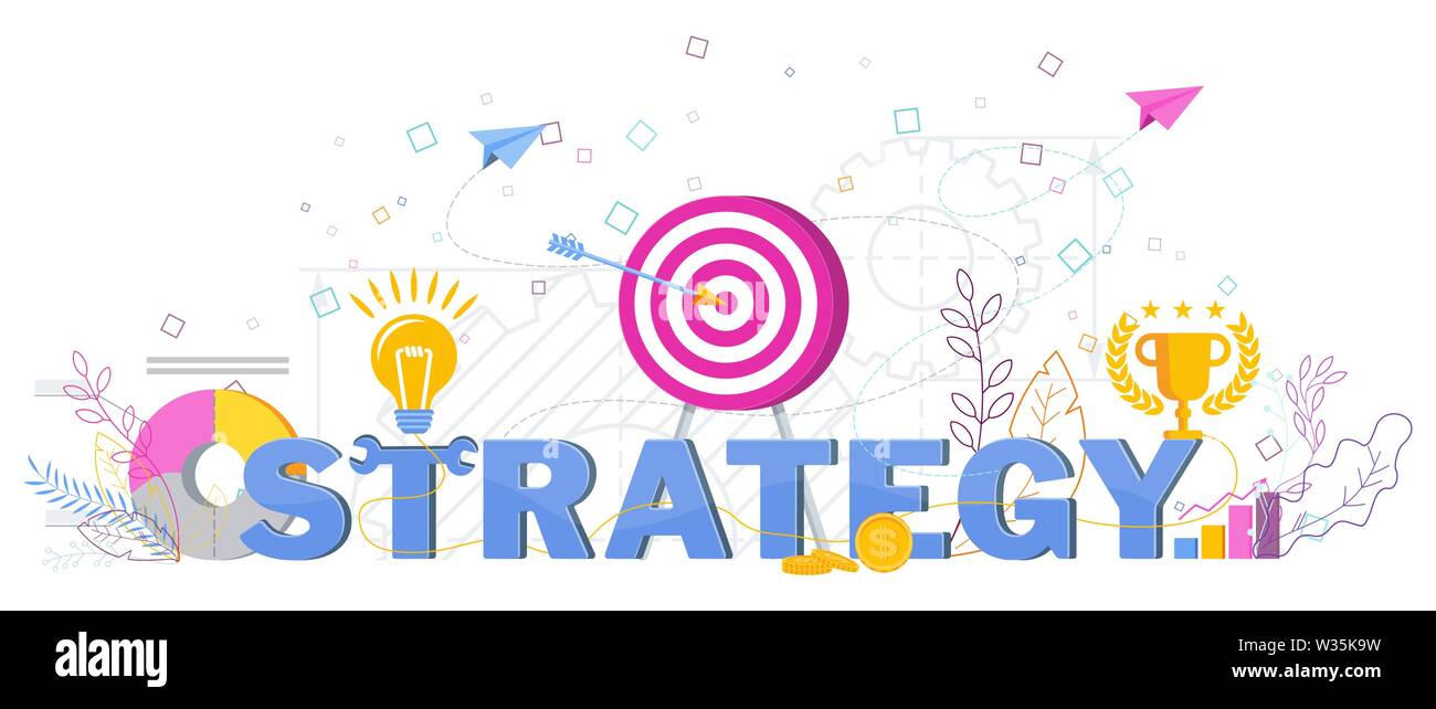 Business and marketing strategy. Trendy flat vector style typography ...