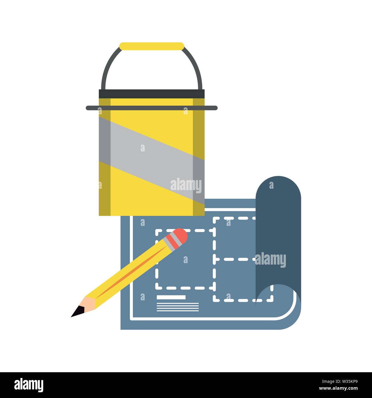 construction architectural project plan cartoon Stock Vector Image ...