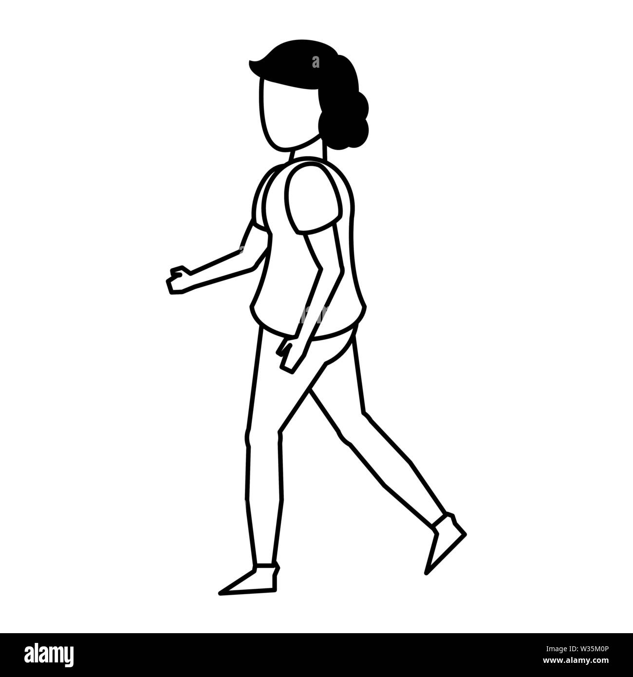 young woman without face cartoon in black and white Stock Vector Image ...
