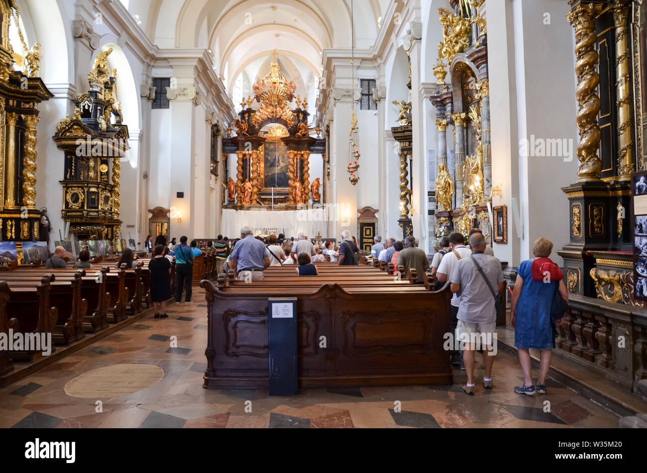 Prague, Czech Republic - June 27 2019: Tourists admiring the Infant ...