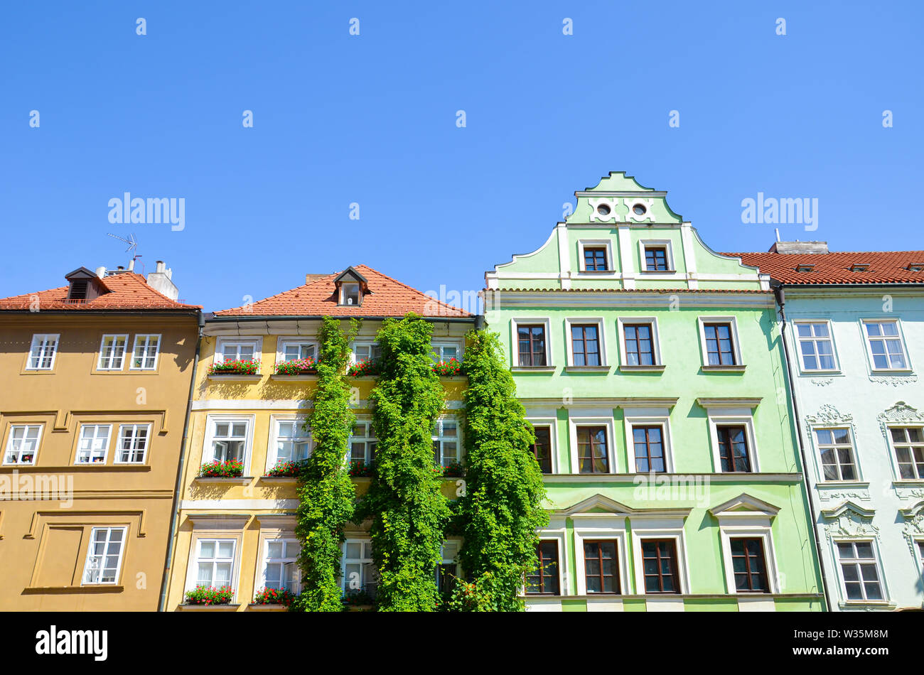 Beautiful traditional buildings with colorful facades in the historical ...