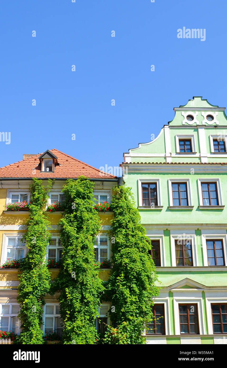 Traditional old houses with colorful facades in the historical center ...