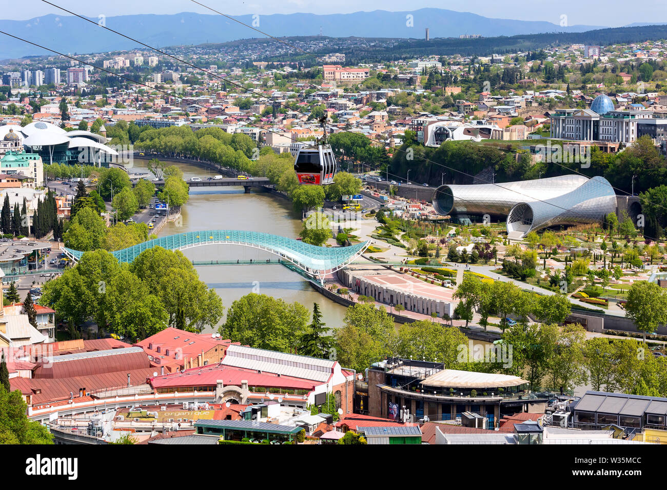 Tbilisi, Georgia - April 29, 2017: Tbilisi red cable car cabins and ...