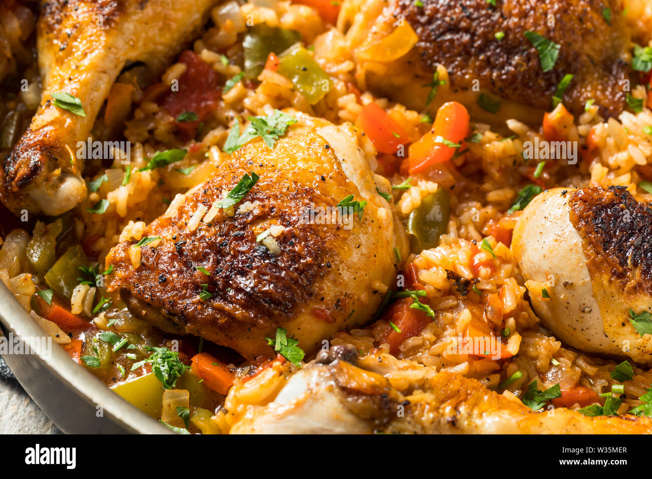 Homemade Spanish Arroz con Pollo with Veggies Stock Photo - Alamy