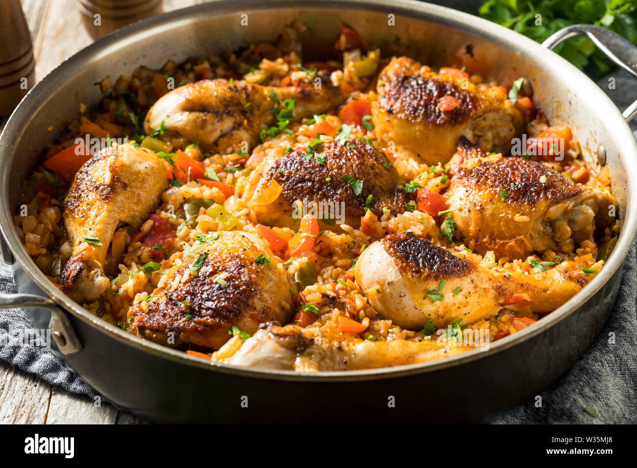 Homemade Spanish Arroz con Pollo with Veggies Stock Photo - Alamy
