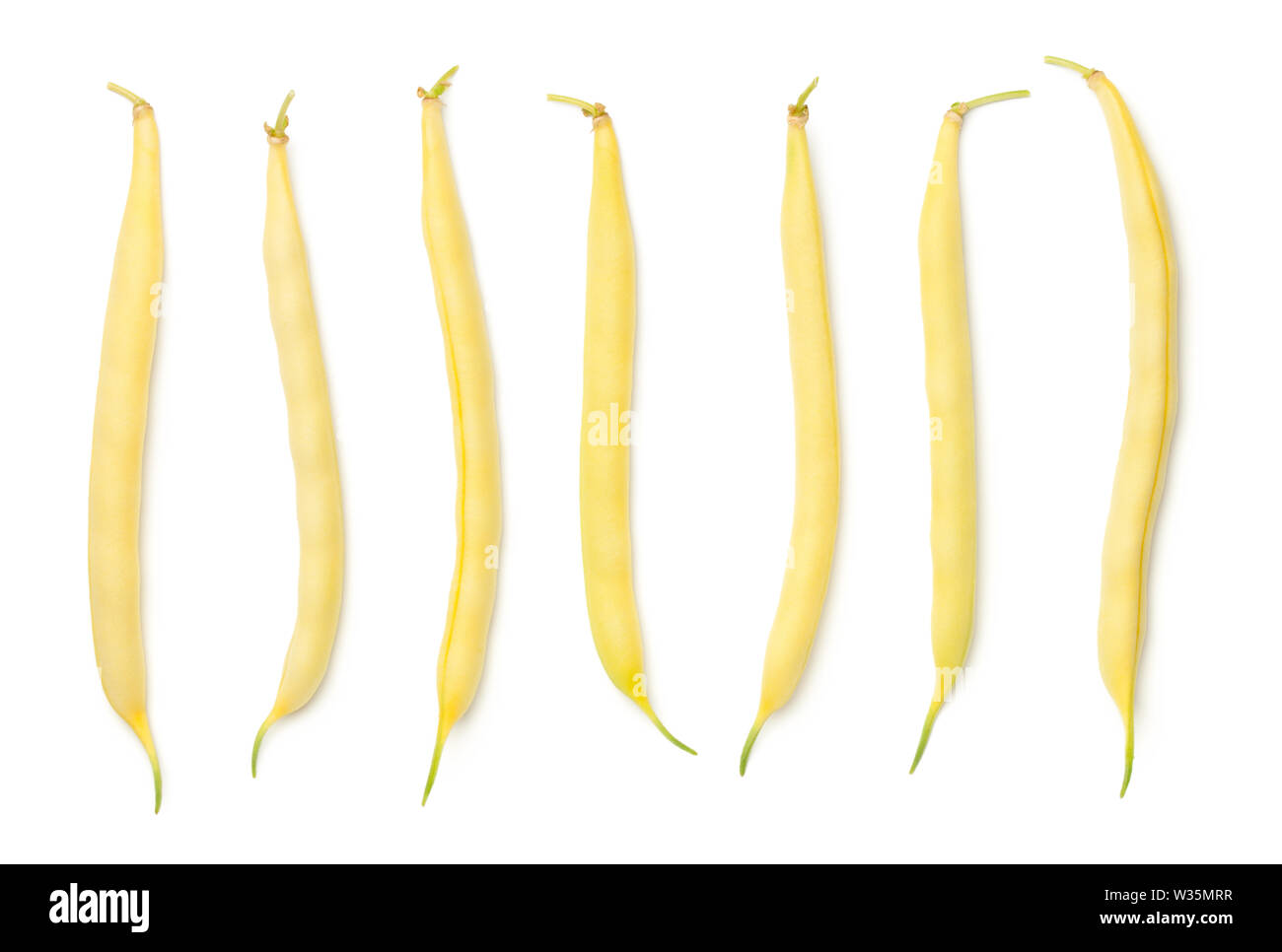 Yellow string beans isolated on white background. Top view, flat lay ...