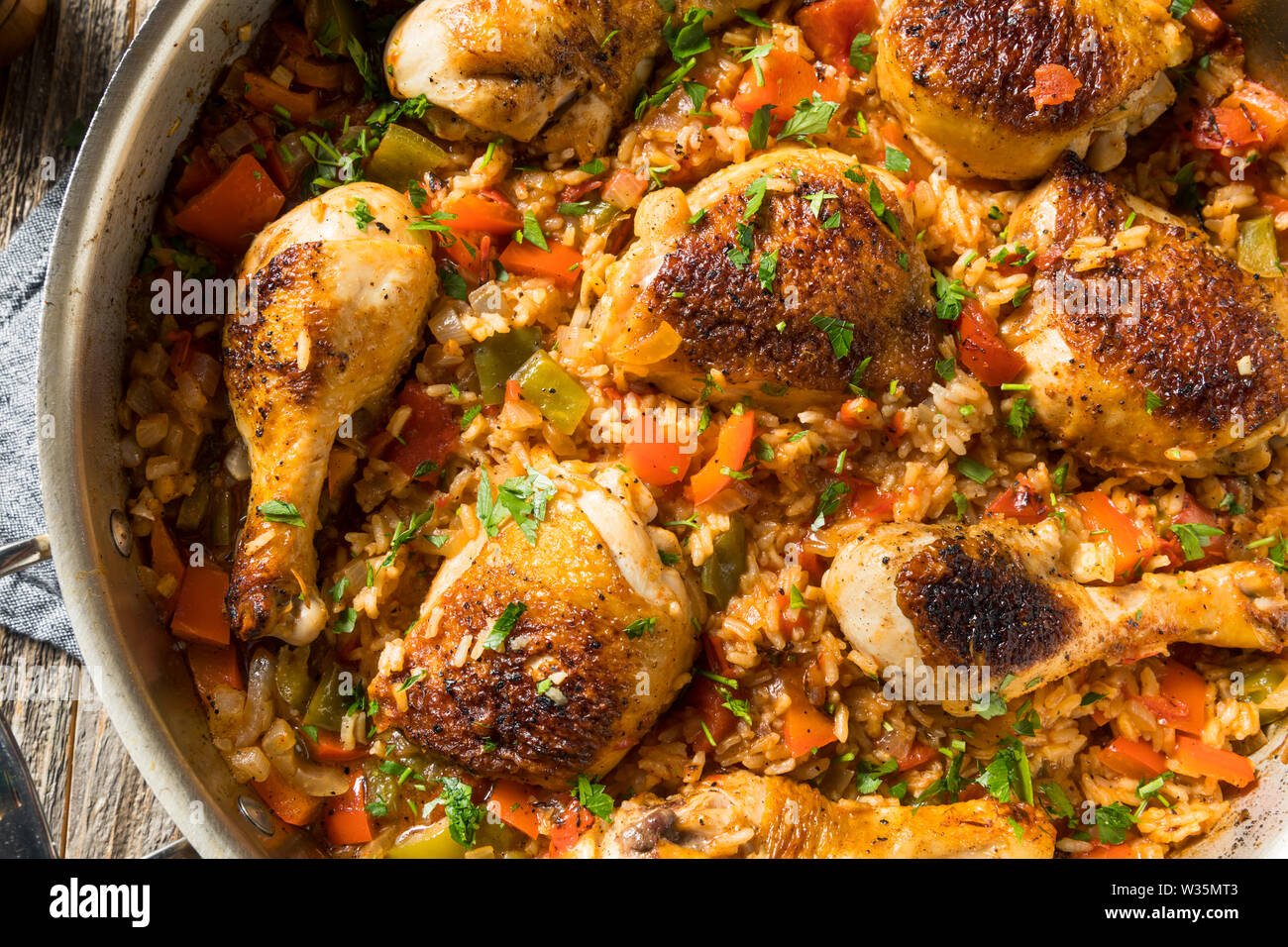 Homemade Spanish Arroz con Pollo with Veggies Stock Photo - Alamy