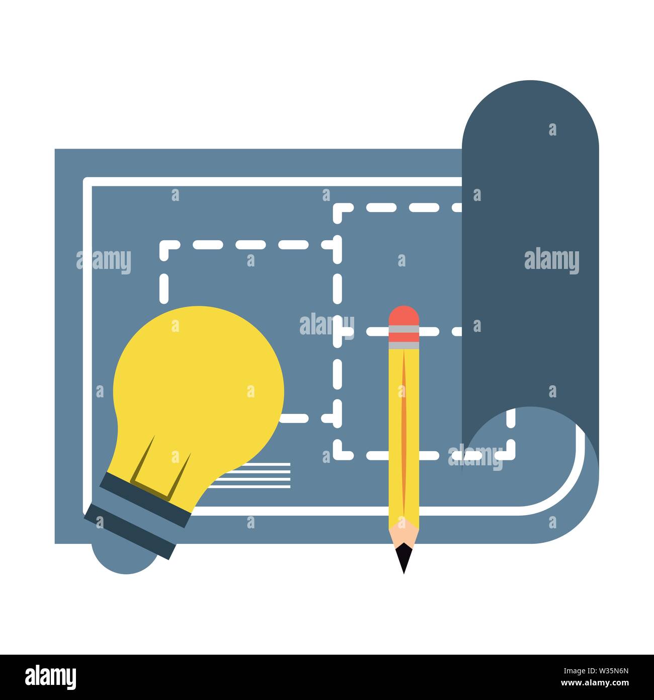 construction architectural project plan cartoon Stock Vector Image ...