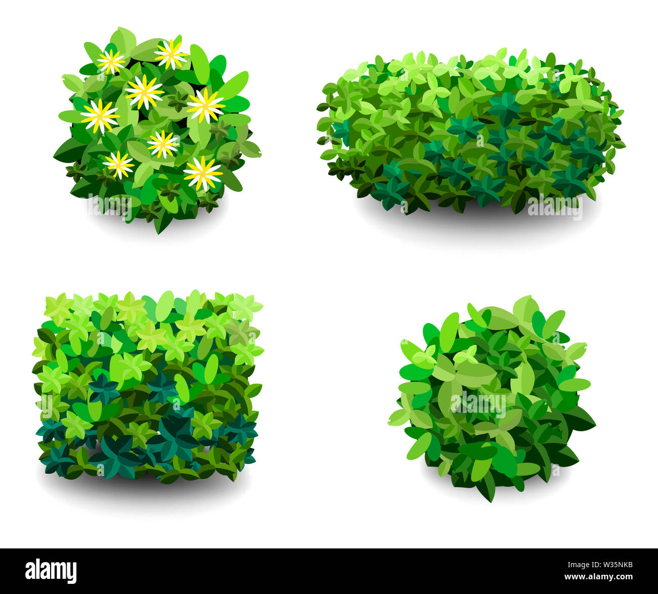 Garden bush. Green garden vegetation bushes icon. Ornamental plant ...